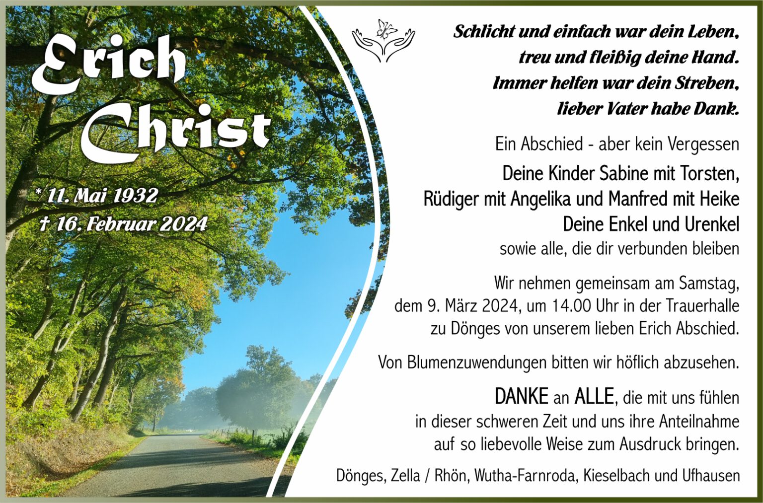 Traueranzeigen 2024 Krayenberggemeinde - Bestattungshaus Sachs